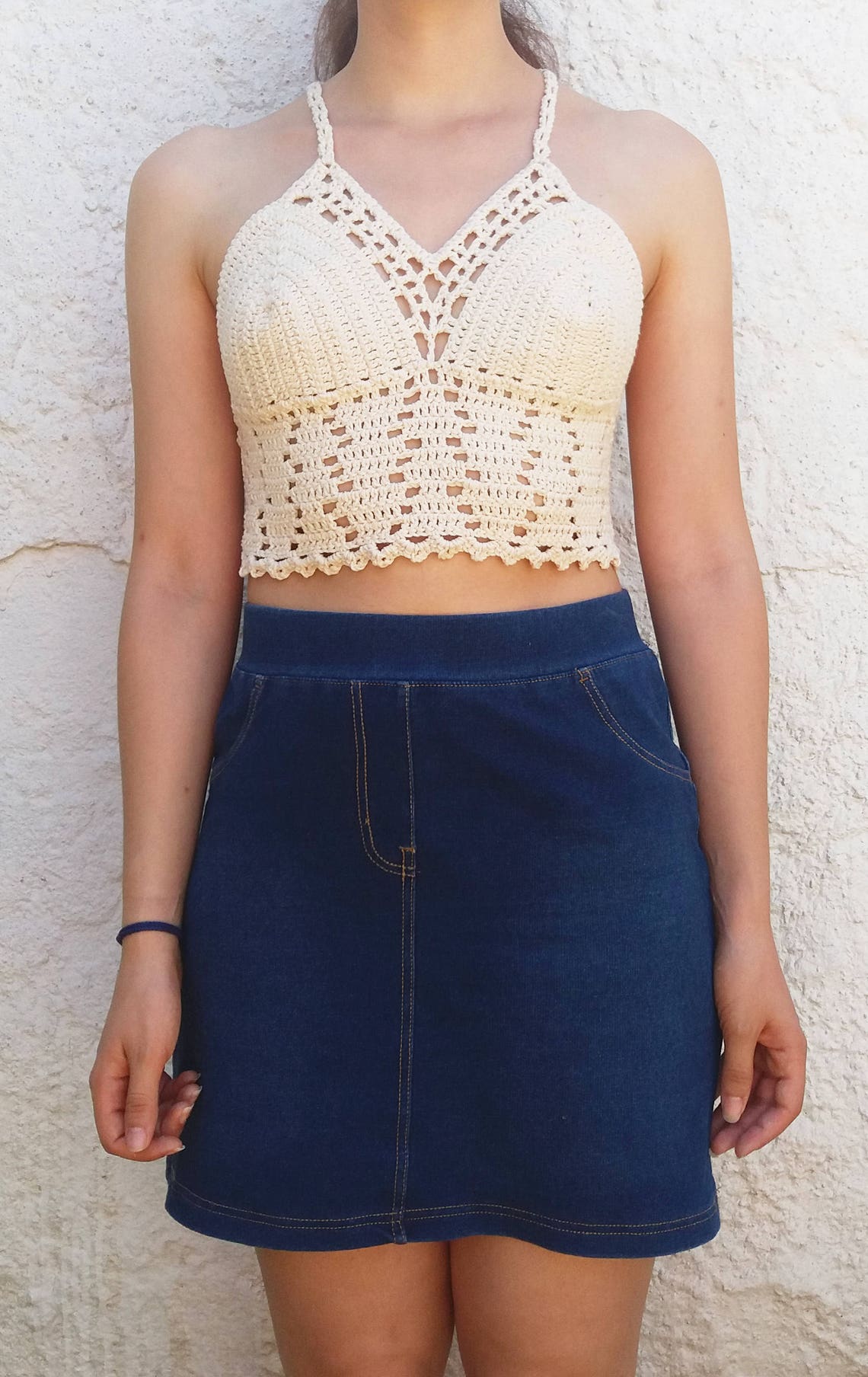 Lace Crop Top Crochet Pattern. Open Back Festival Top // AERIS Crochet ...