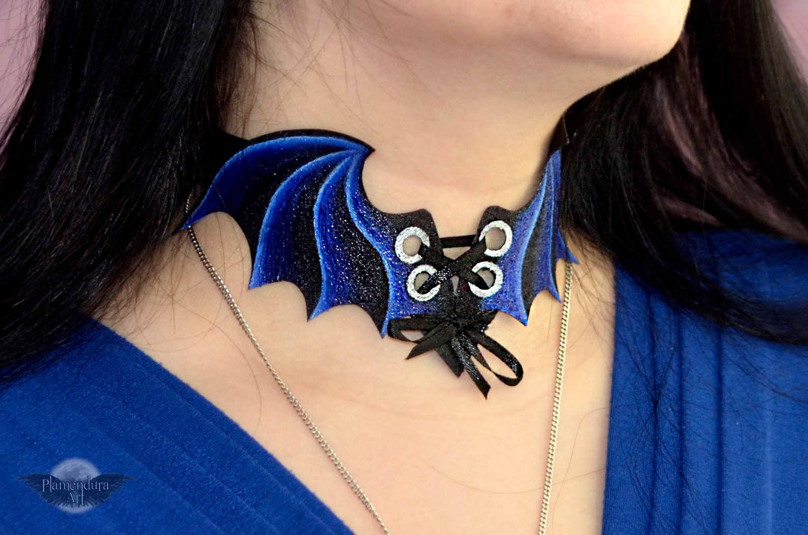 BLUE BAT WINGS Corset Choker - Etsy