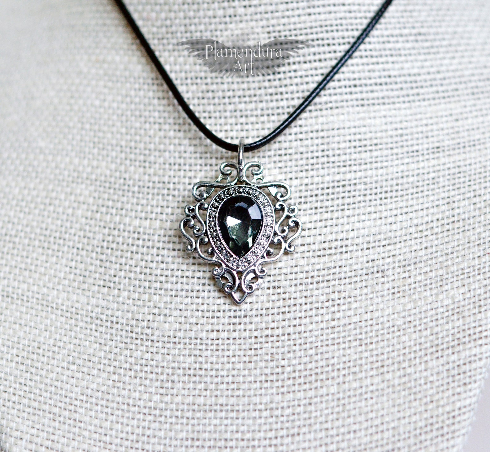 Dark Grey Crystal Rhinestone Gothic Fantasy Royal Pendant - Etsy