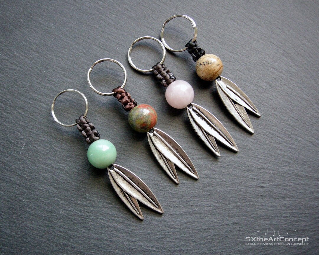 Crystal Stone Key-chain Olive Branch Peace Keyring Gemstone - Etsy