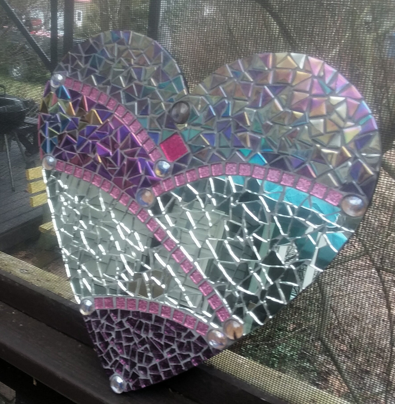 Heart...large Mosaic Tile Heart in Shades of Purple Pink and | Etsy