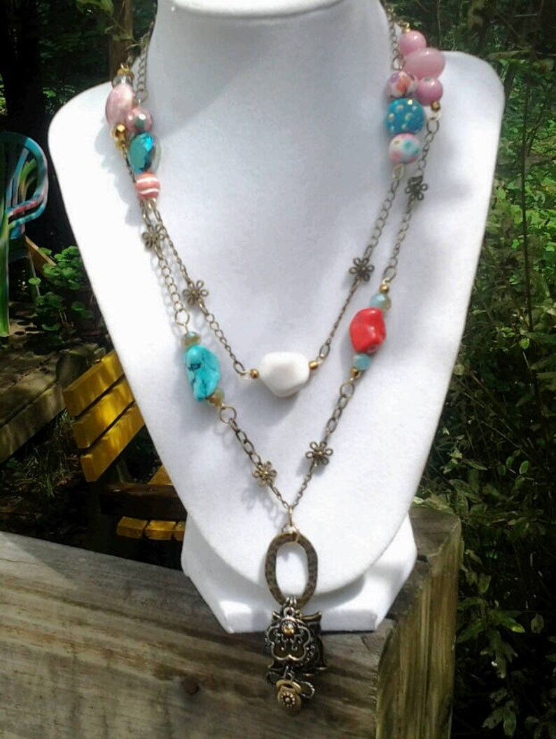 Boho Chain and Bead Necklace Bracelet & Earrings Chunky | Etsy