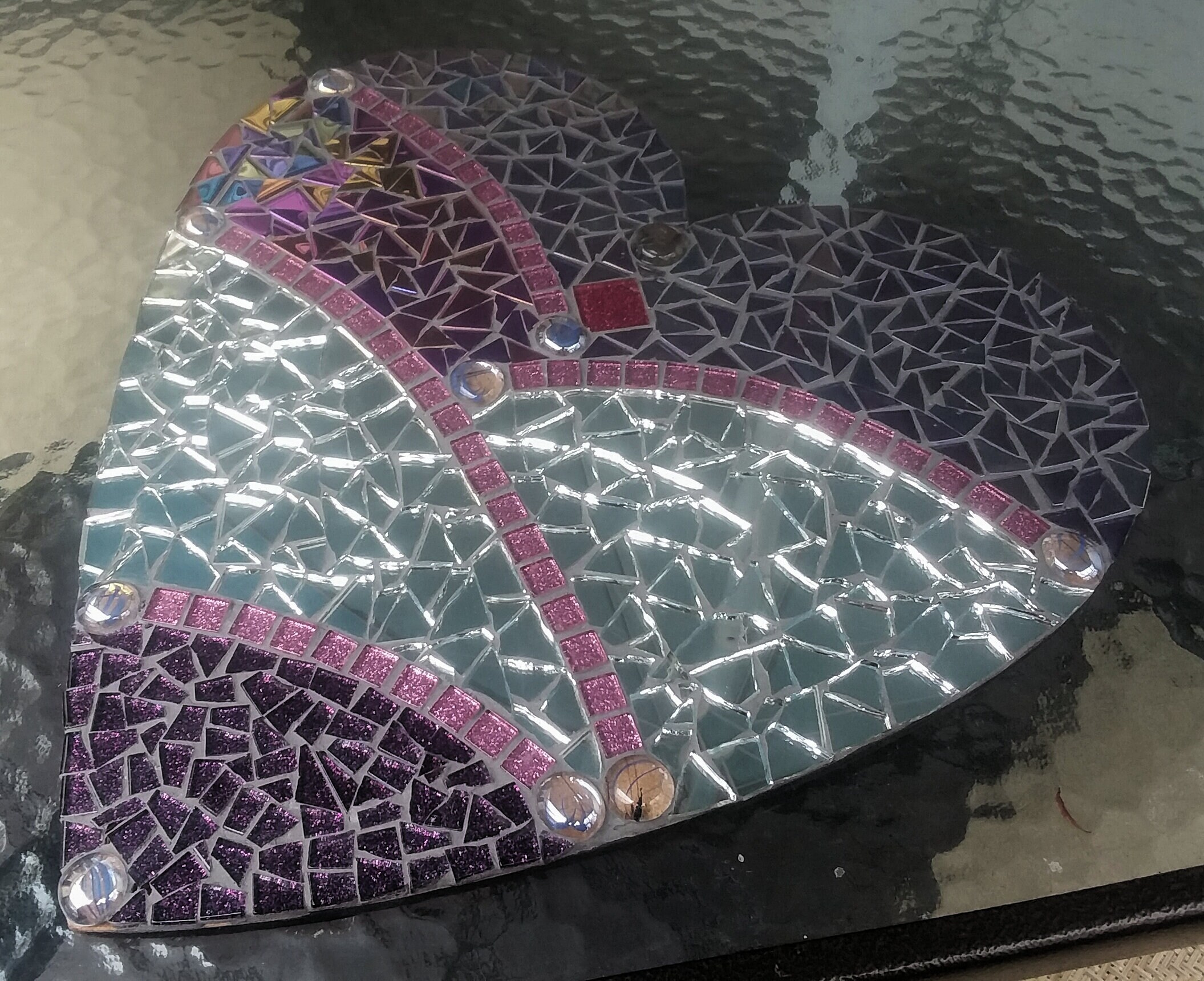 Heart...large Mosaic Tile Heart in Shades of Purple Pink and - Etsy