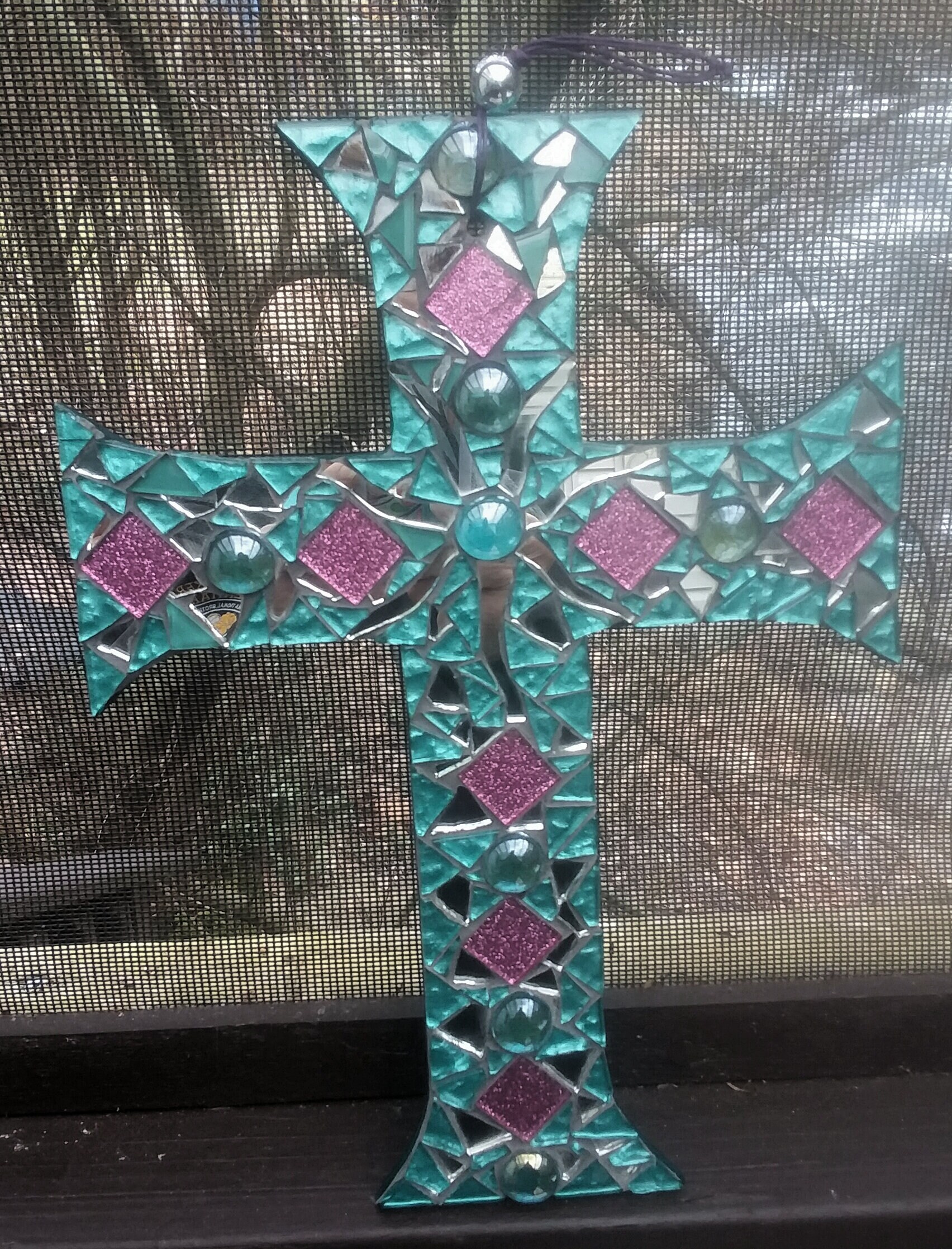 Cross for the Wall..... Mosaic Tile Cross....shades of Pink and ...