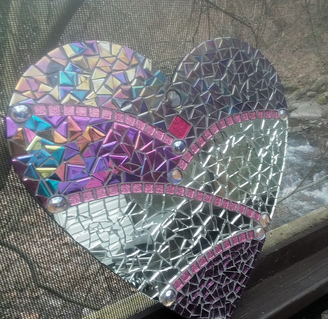Heart...large Mosaic Tile Heart in Shades of Purple Pink and | Etsy