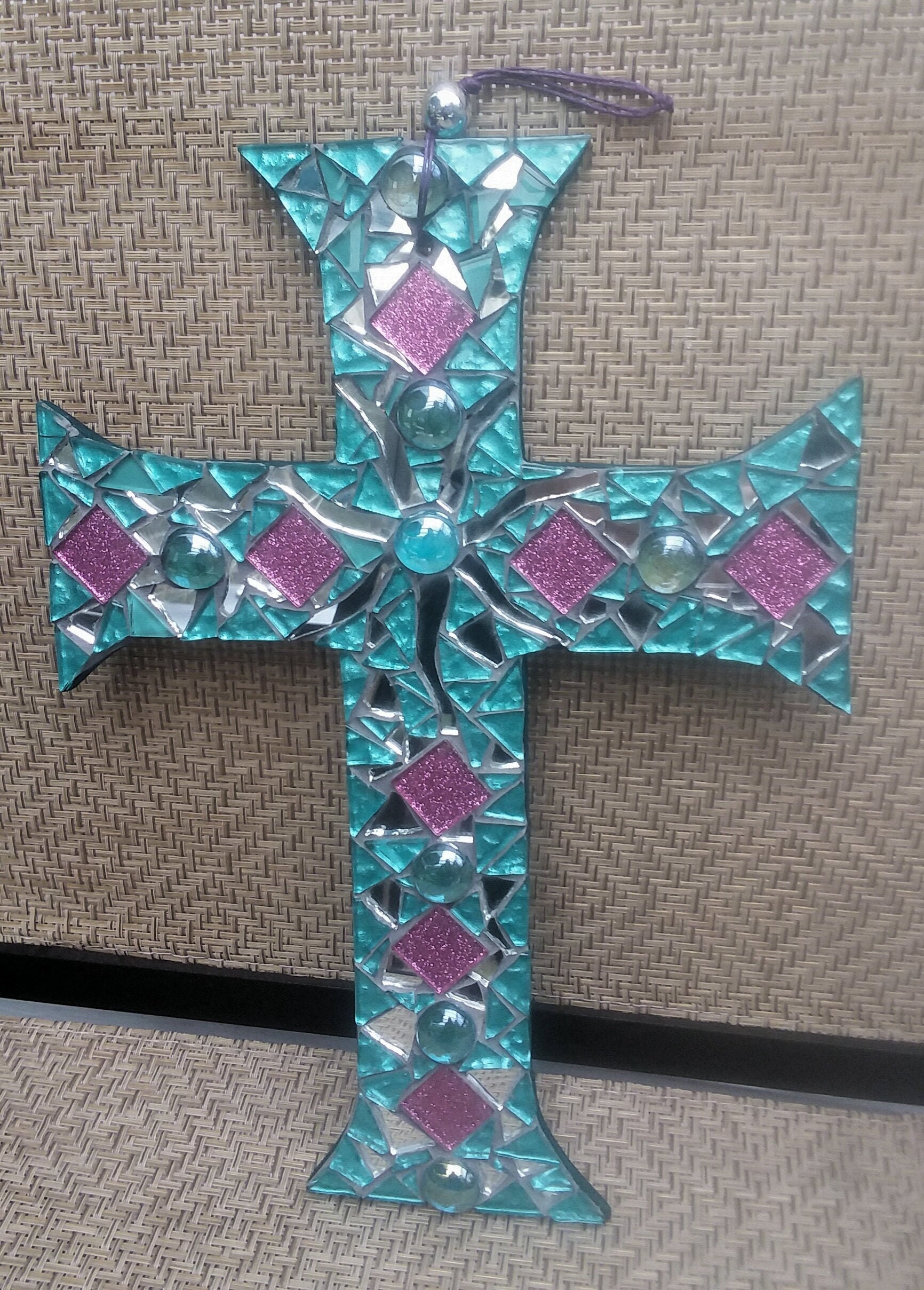Cross for the Wall..... Mosaic Tile Cross....shades of Pink and ...