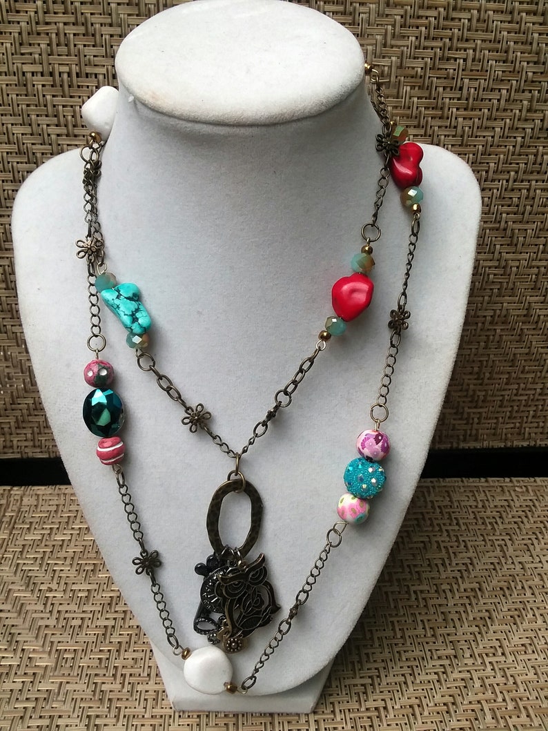 Boho Chain and Bead Necklace Bracelet & Earrings Chunky - Etsy