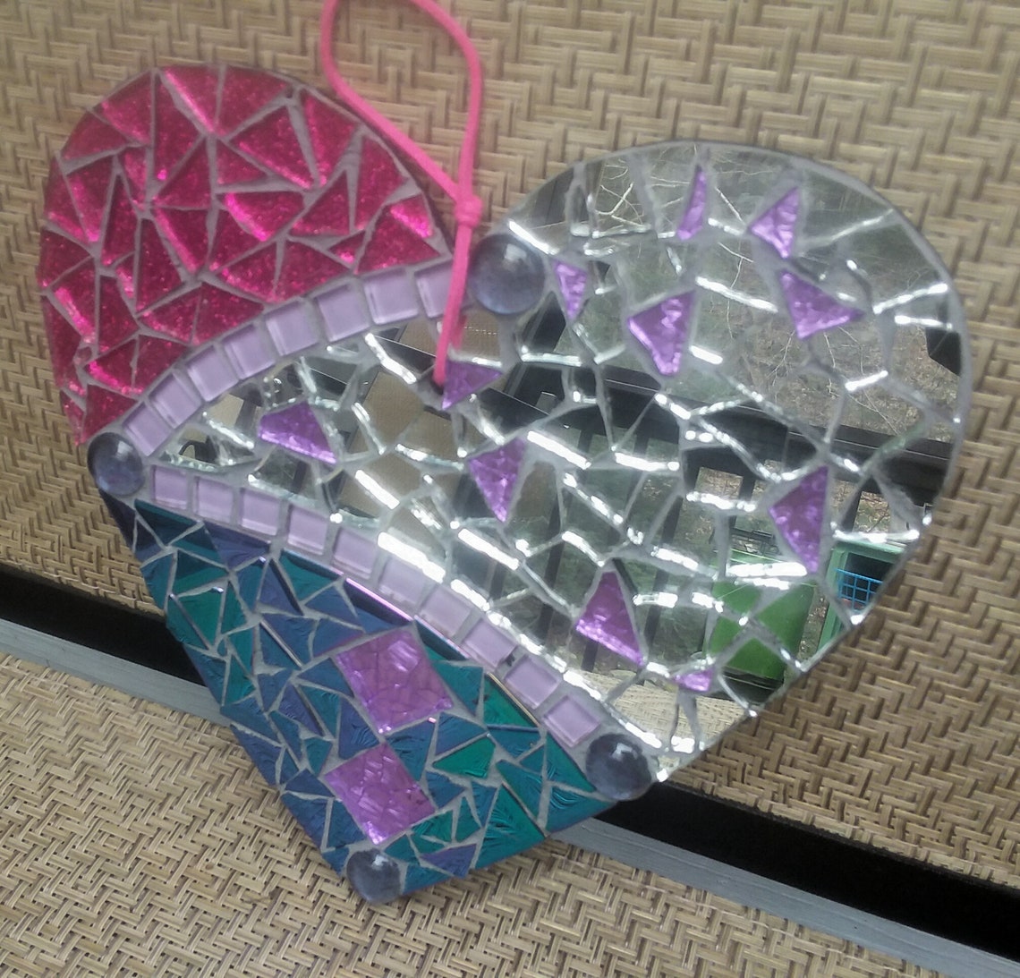 Heart...mosaic Tile Heart in Shades of Pink Purple Lilac and | Etsy