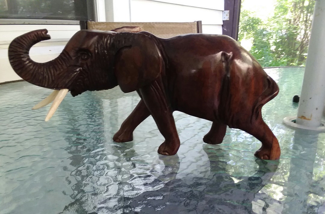 African Elephant Carving..handcarved Out of a Piece of Indigenous Wood ...