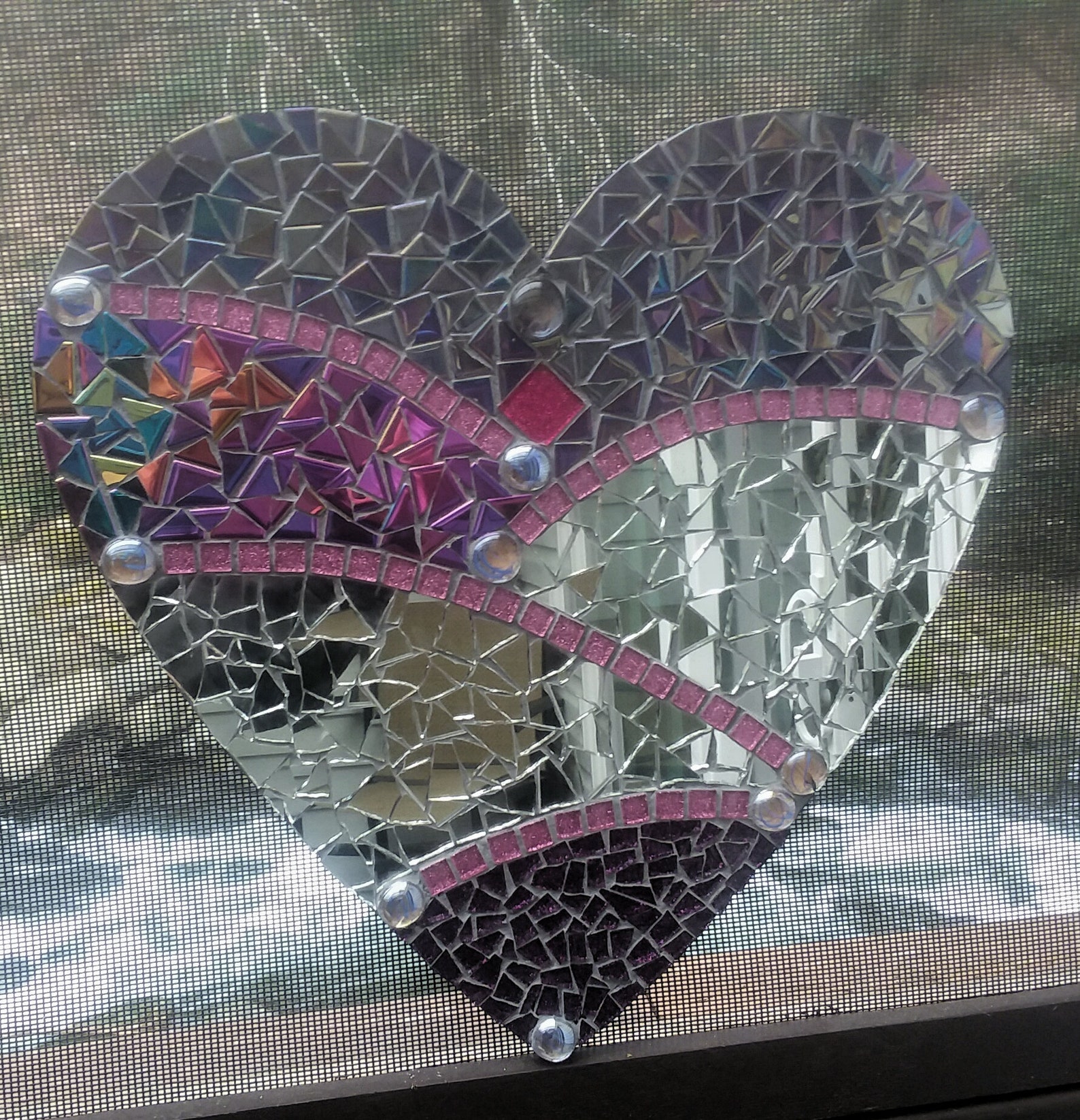 Heart...large Mosaic Tile Heart in Shades of Purple Pink and - Etsy