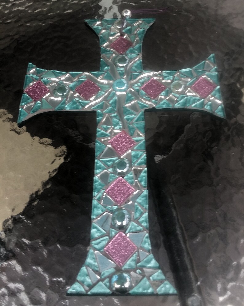 Cross for the Wall..... Mosaic Tile Cross....shades of Pink and ...