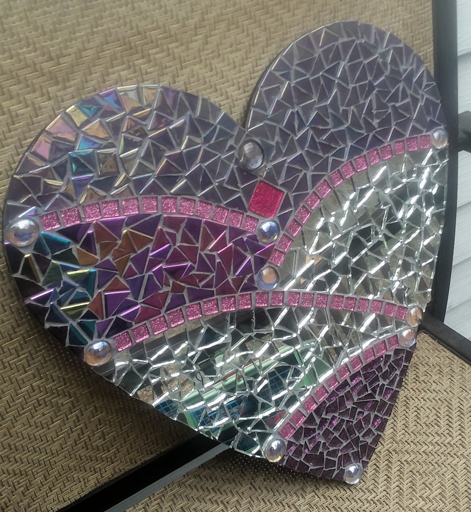 Heart...large Mosaic Tile Heart in Shades of Purple Pink and - Etsy