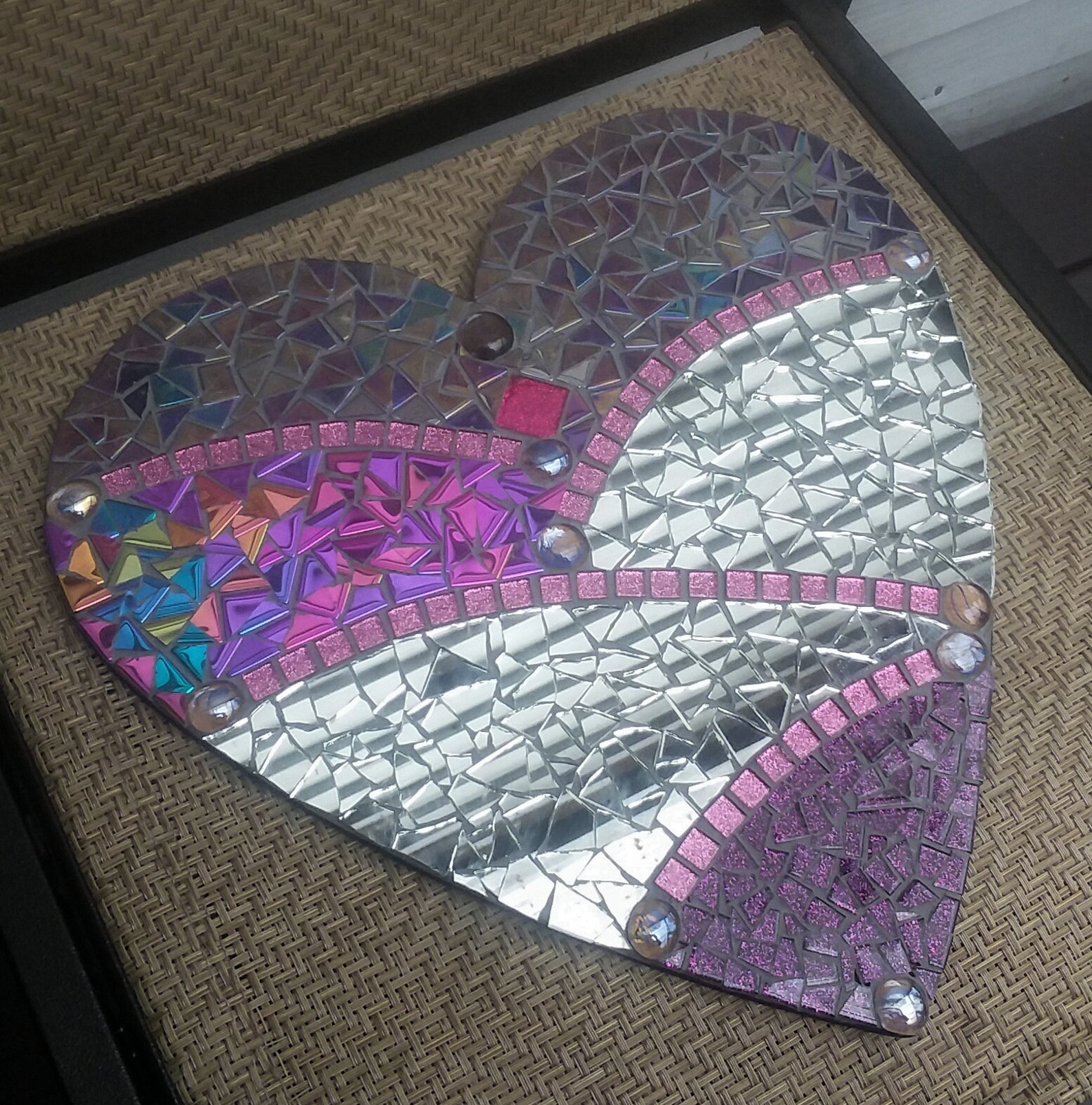 Heart...large Mosaic Tile Heart in Shades of Purple Pink and - Etsy