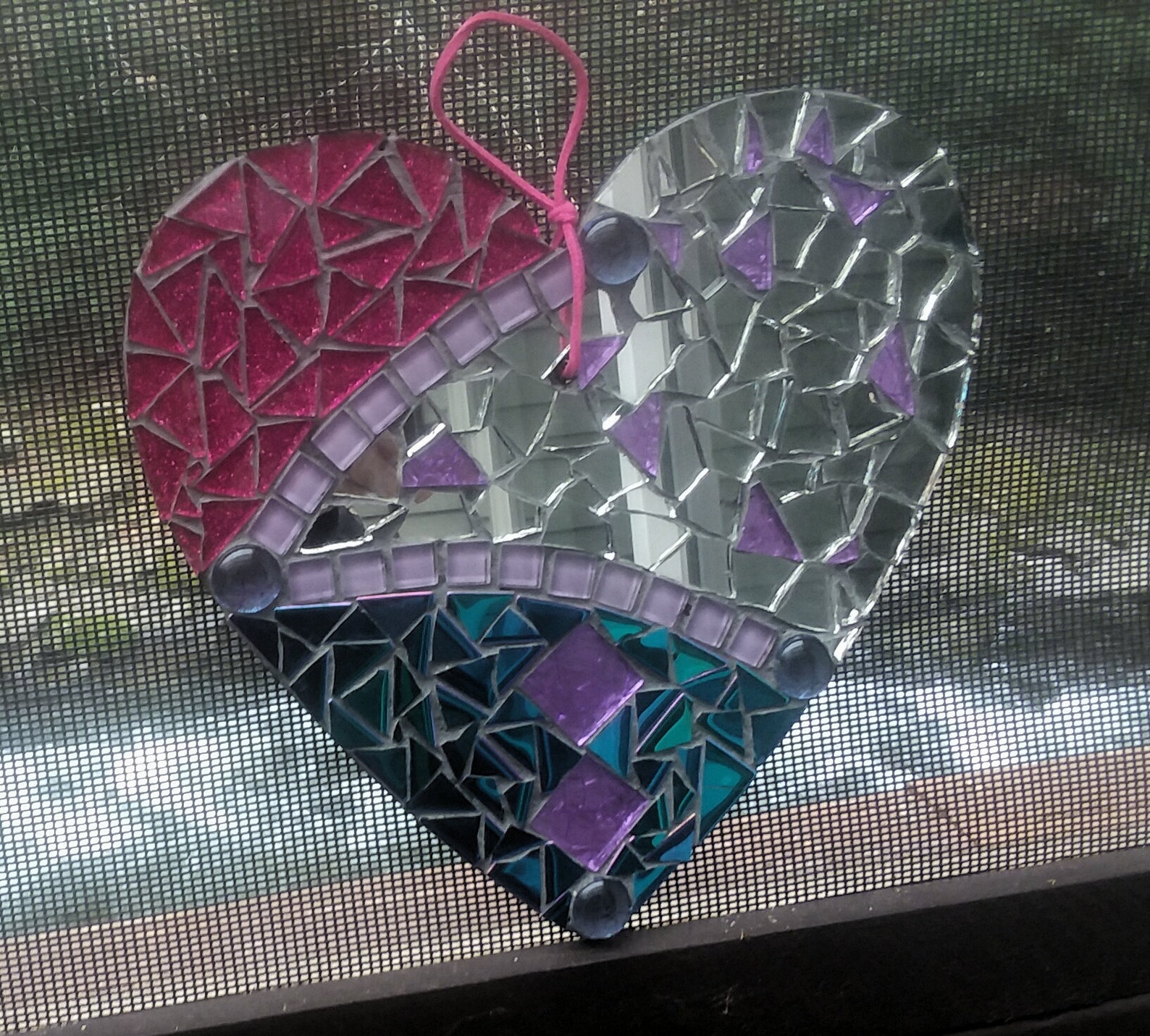 Heart...mosaic Tile Heart in Shades of Pink Purple Lilac and | Etsy