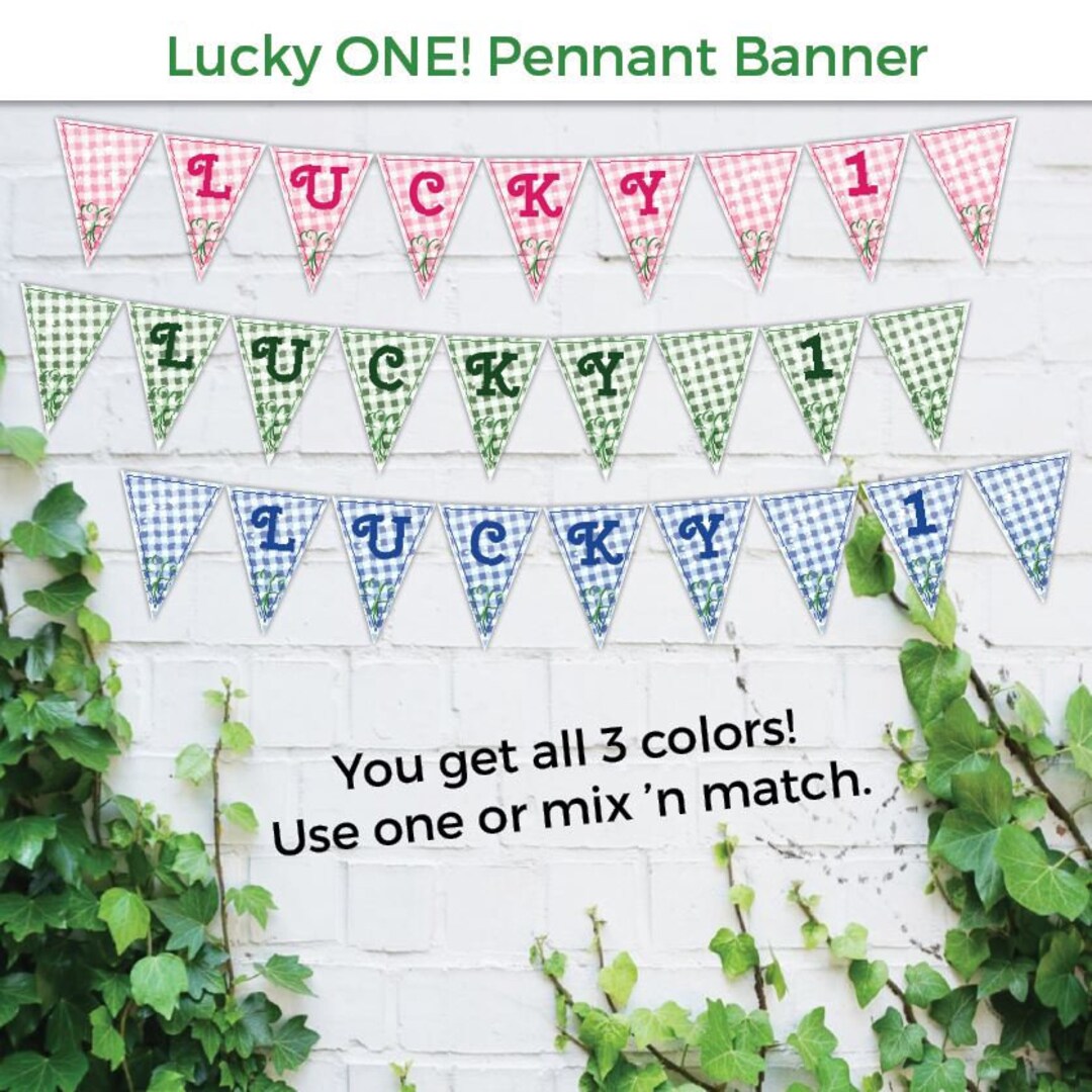 Lucky ONE Printable Pennant Banner First 1st Birthday St. Patty's Day ...