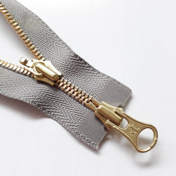 TIN GREY M3 E Vintage Zipper Golden Metal Teeth 2-way | Etsy