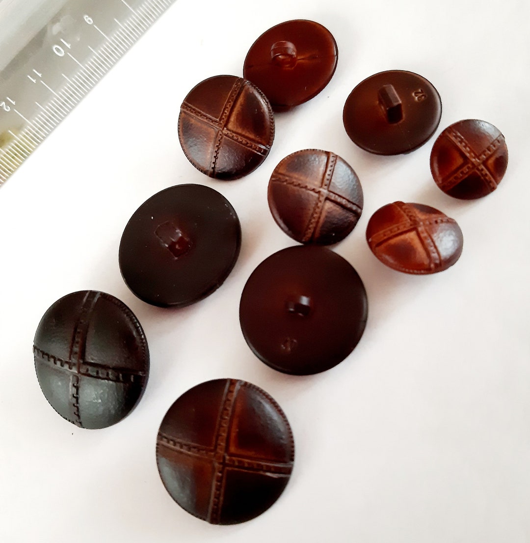 4 Pieces Imitation Leather Vintage Coat Buttons Cross Stitch Brown ...