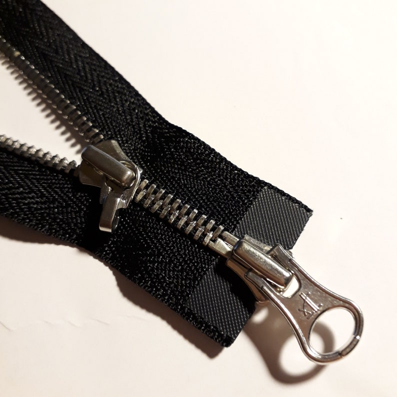 BLACK M3 E Vintage Zipper Silver Color Metal Teeth 2-way - Etsy
