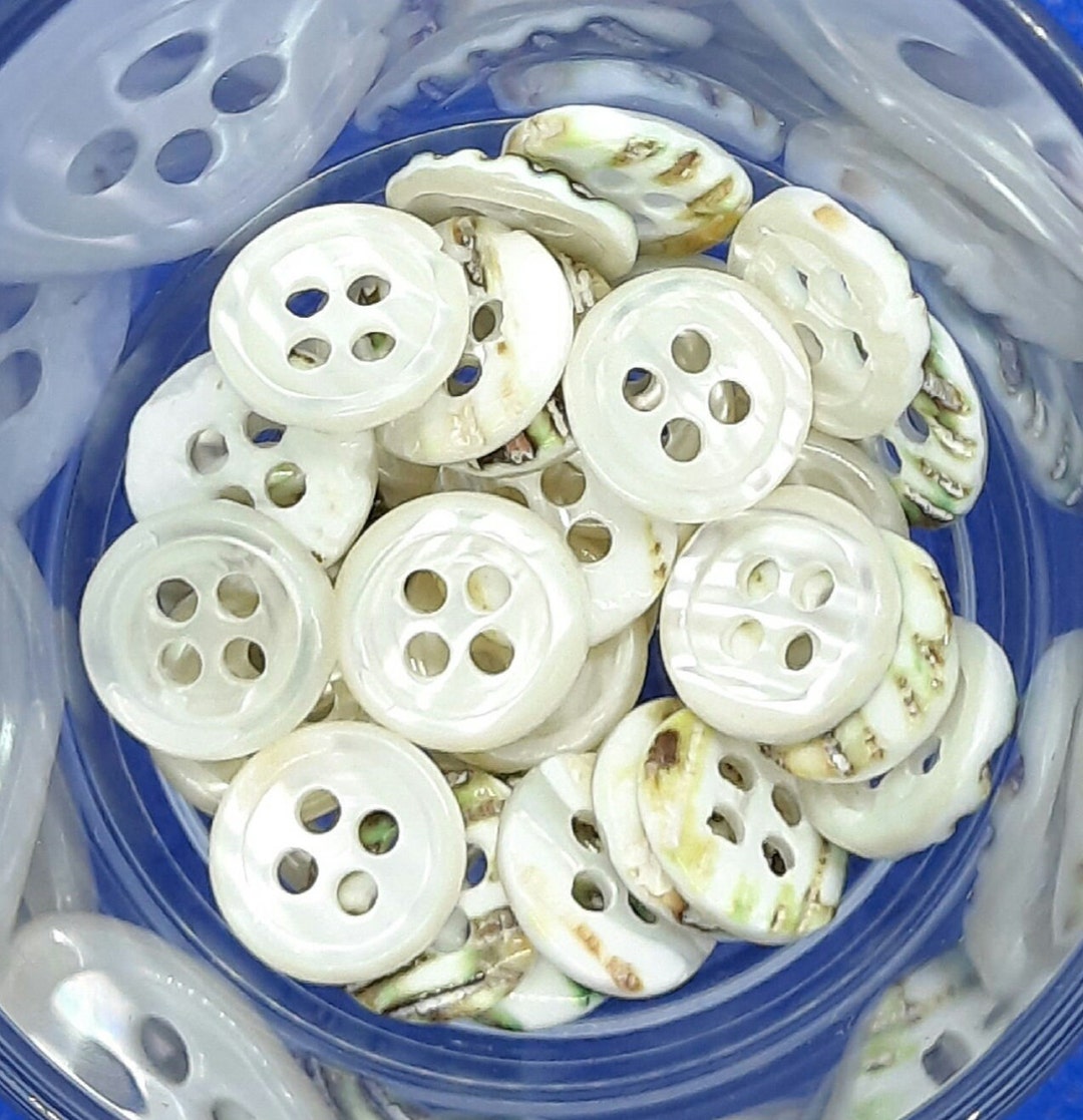 12 Pieces 12 Mm Trocas Shell Mother-of-pearl Buttons Natural White ...