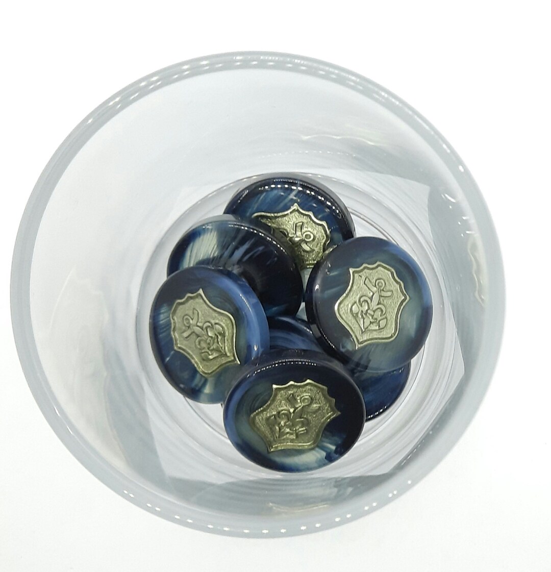 6 Pieces 0.40 Euros/piece Vintage Buttons Imitation Horn Mottled Dark ...