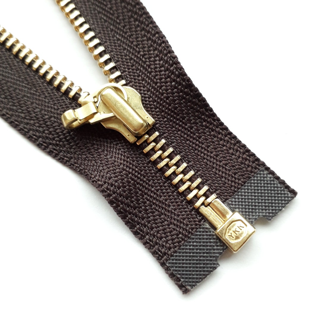 DARK BROWN M3 Vintage Zip Fastener Metal Teeth Golden, Silver or Copper ...