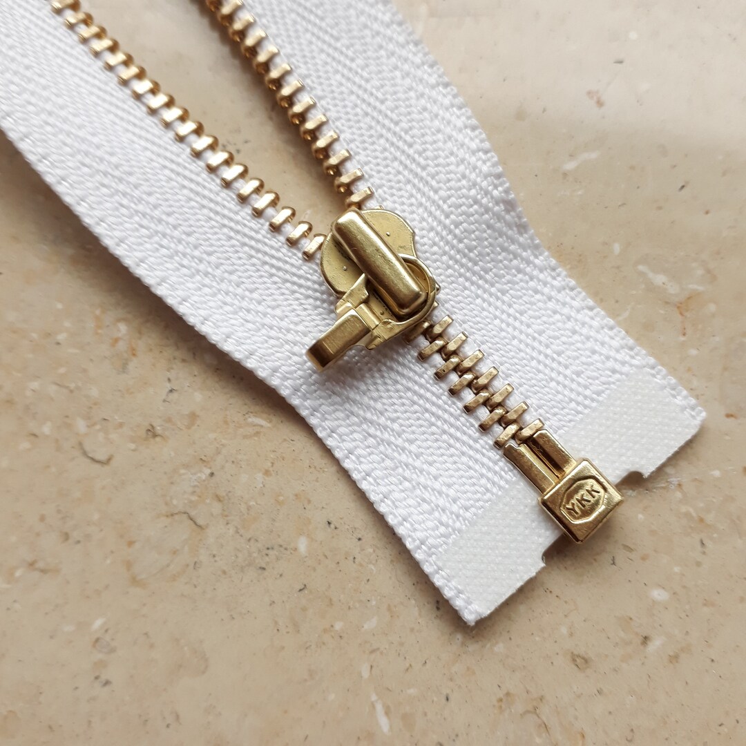 PURE WHITE M3 Vintage Zip Fastener Metal Teeth Golden Size 3 Divisible ...