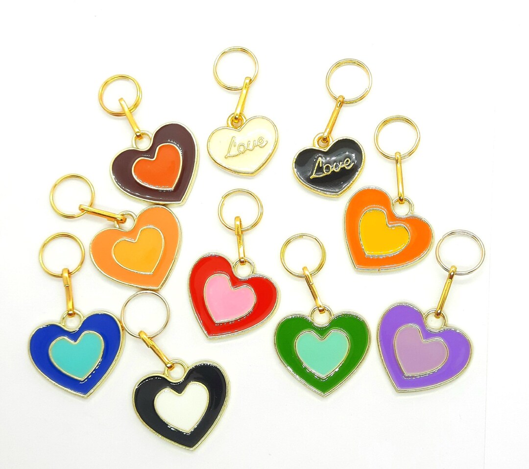 VALENTINE HEART Bi-color Charm Jewelry Puller Helper Zipper Pendant ...