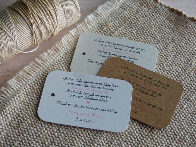 Donation Favor Tags. Custom Favor Tags. Bridal Tags. Donation | Etsy