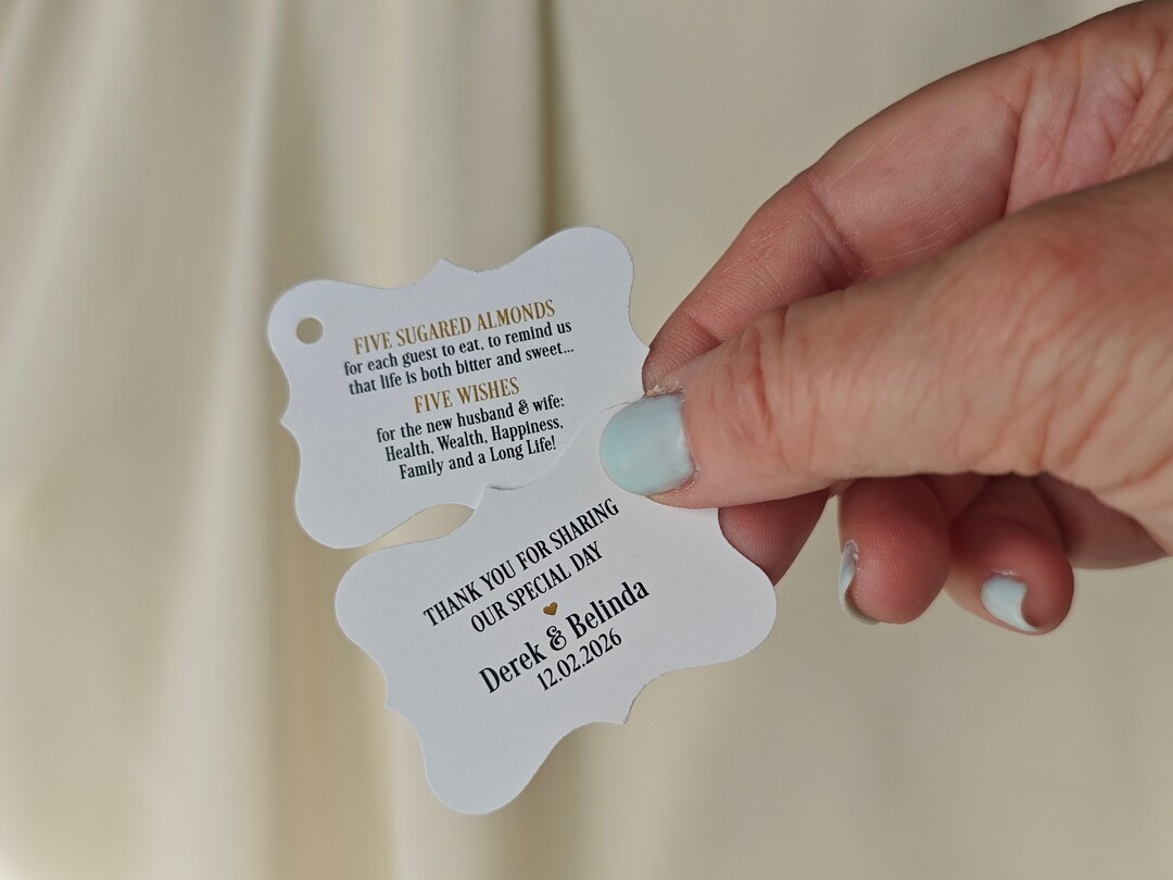 Personalized Jordan Almonds Double-sided Tags, Custom Bomboniere Labels ...