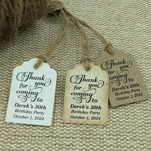MINI TAG Thank You for Coming to My Birthday Party. Thank You Tag - Etsy