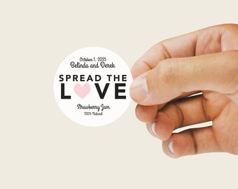 Custom Spread the Love Stickers, Vintage Homemade Jam Jar Round ...