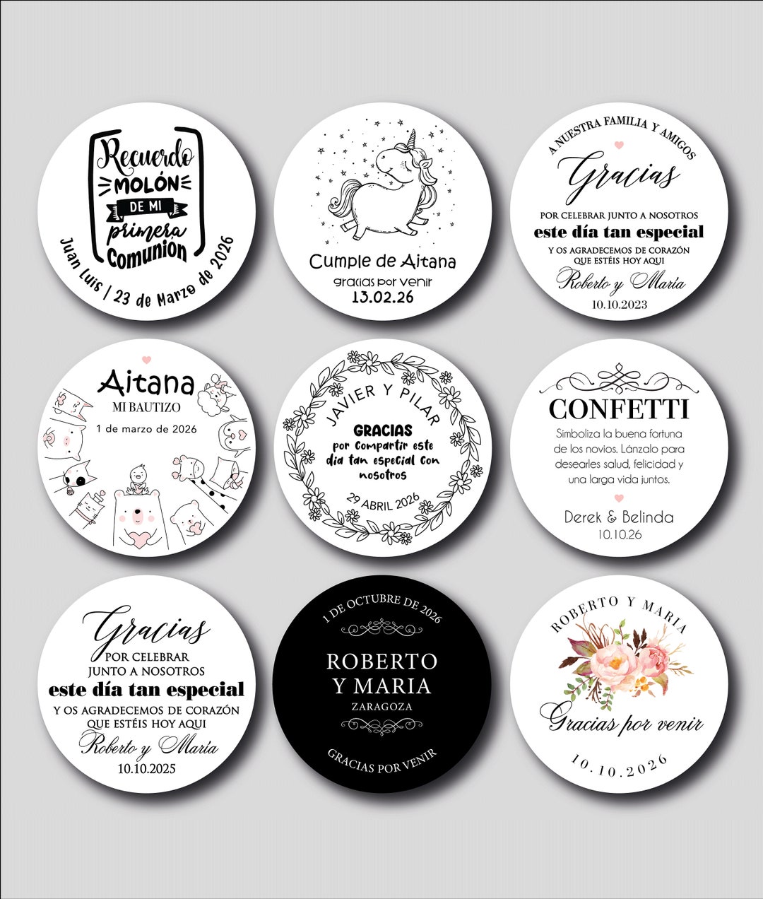 Etiquetas Adhesivas. Textos En Español. Round Stickers. Spanish Version ...
