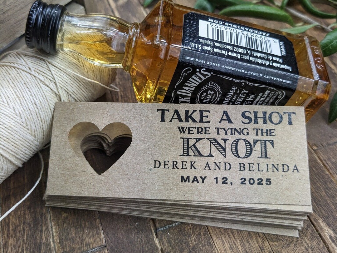 Custom Alcohol Wedding Favor Tags: Shot, We're Tying the Knot - Etsy