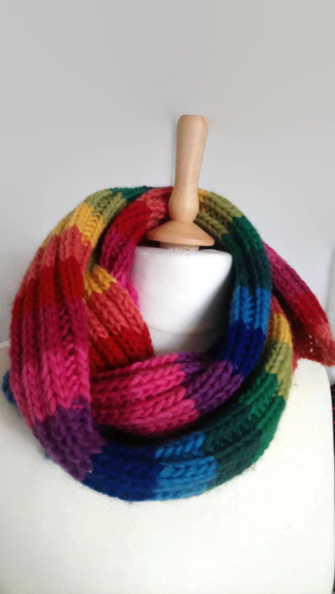 Rainbow Scarf Hand Knitted in Lambswool - Etsy