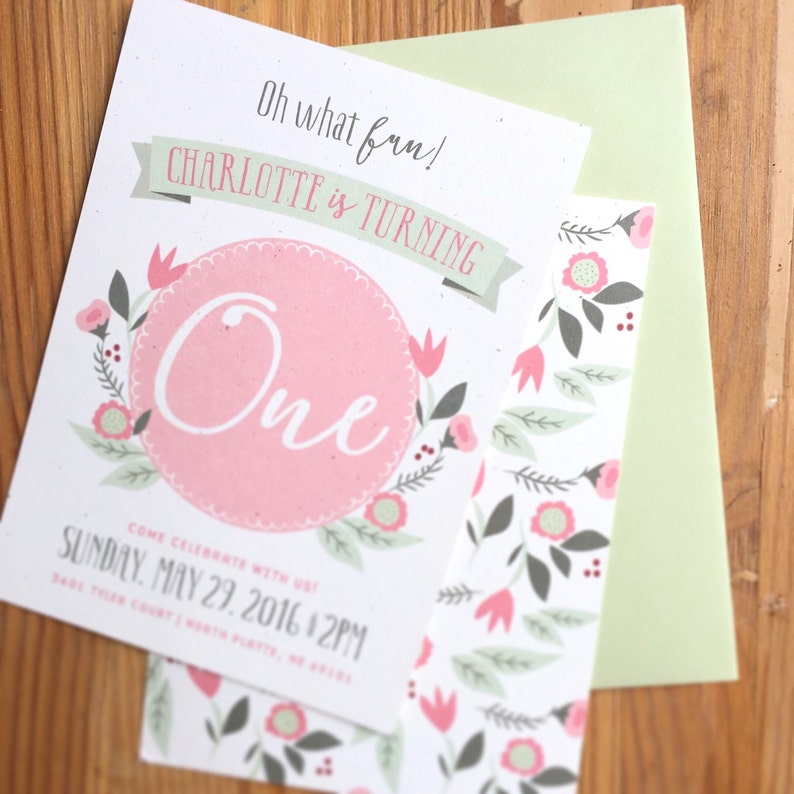 Cute One Year Birthday Invite - Etsy