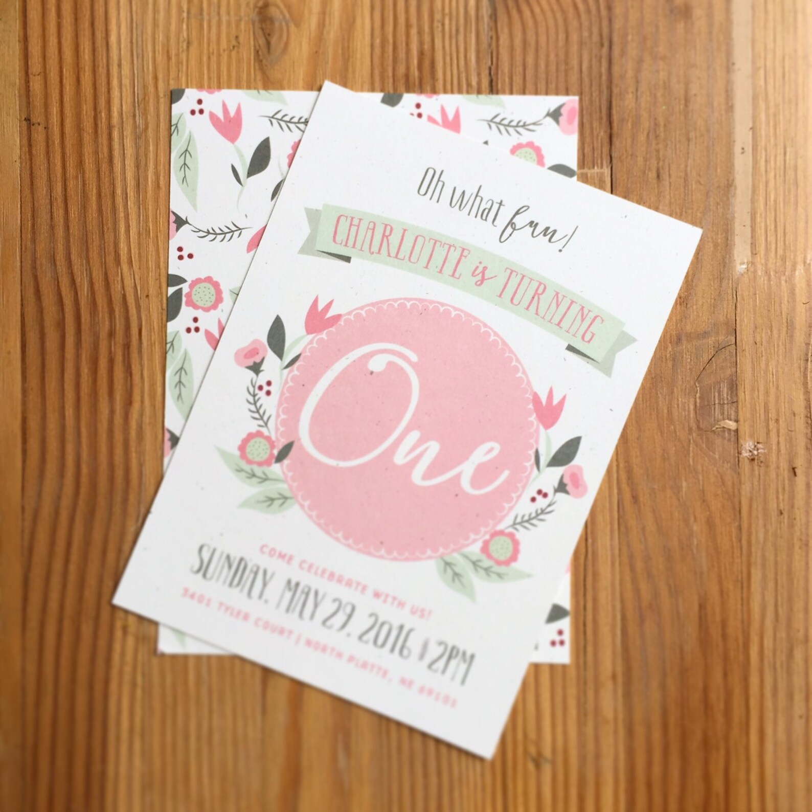Cute One Year Birthday Invite - Etsy