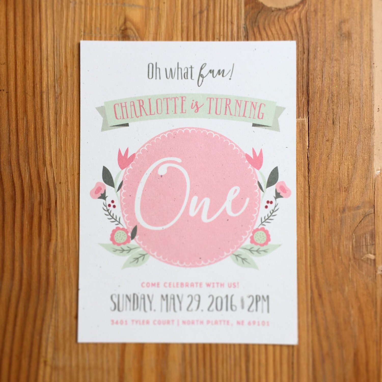 Cute One Year Birthday Invite - Etsy