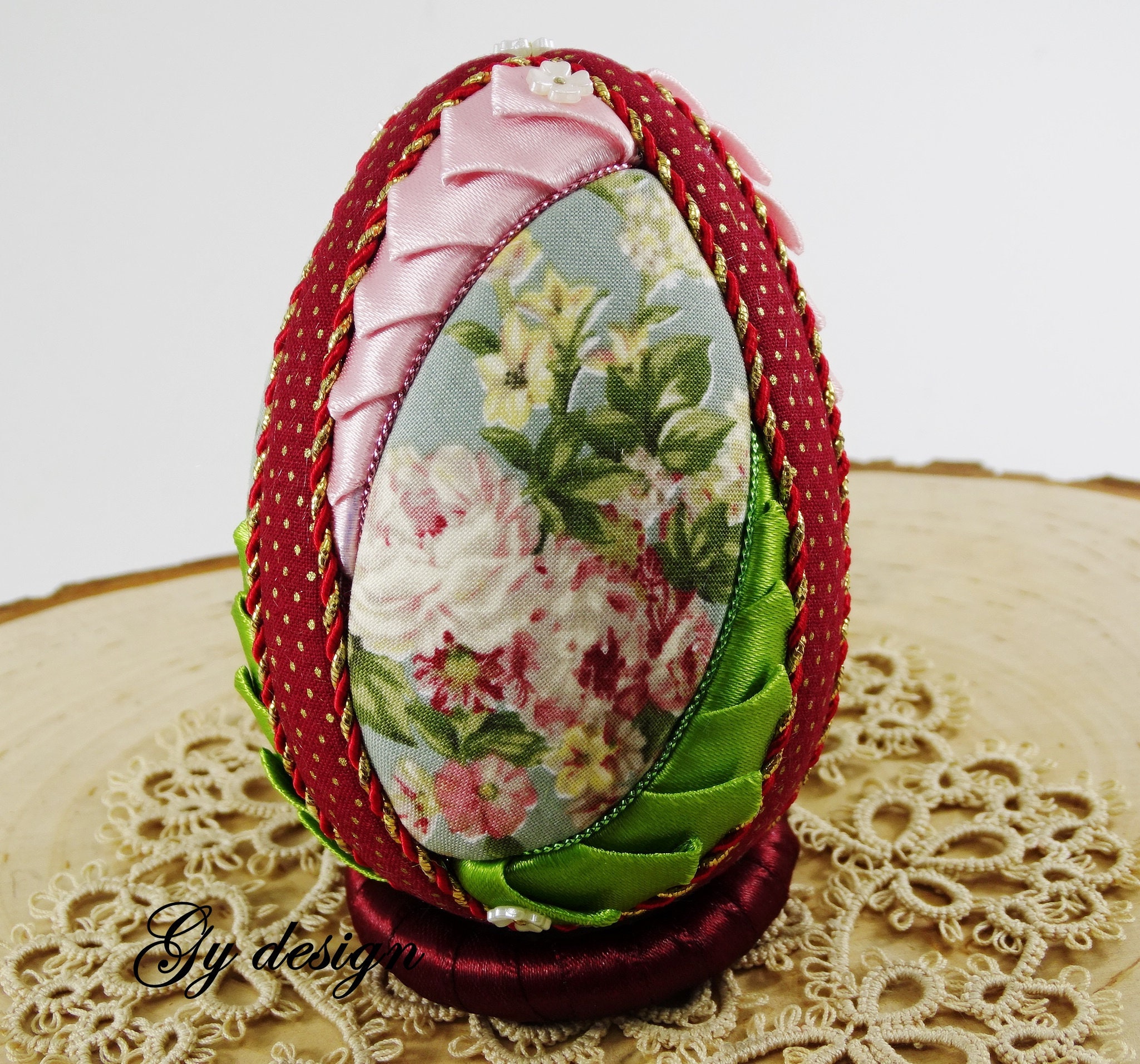 Easter Egg Decoration Quilted Ornaments Pink Easter Decorations Ornament Egg Tabletop Egg Quilt ...