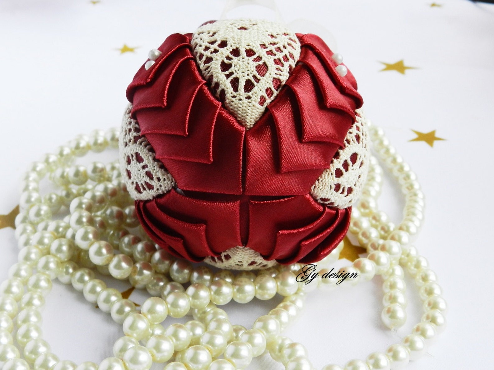 Lace Ornament Quilted Ball Ornament Handmade Ornament Fabric - Etsy