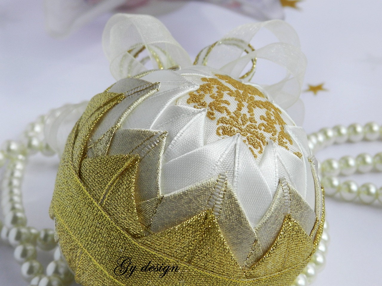 Gold Christmas ornament fabric Christmas ornaments quilted | Etsy