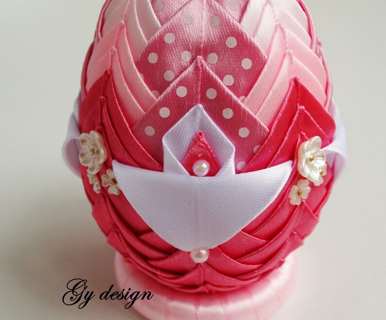 Pink Easter Egg Decoration Quilted Lace Ornaments Easter - Etsy