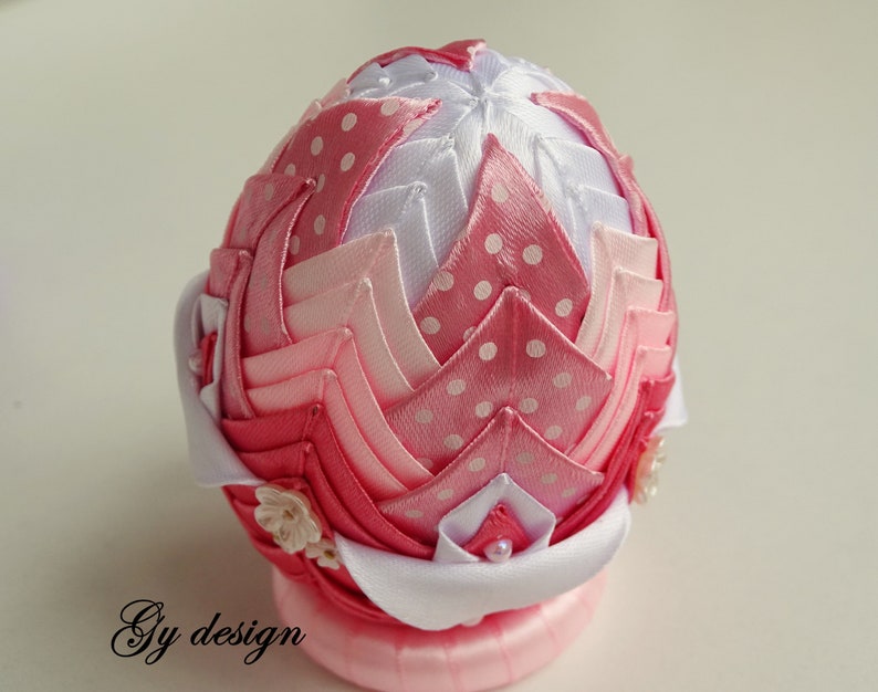 Pink Easter Egg Decoration Quilted Lace Ornaments Easter - Etsy