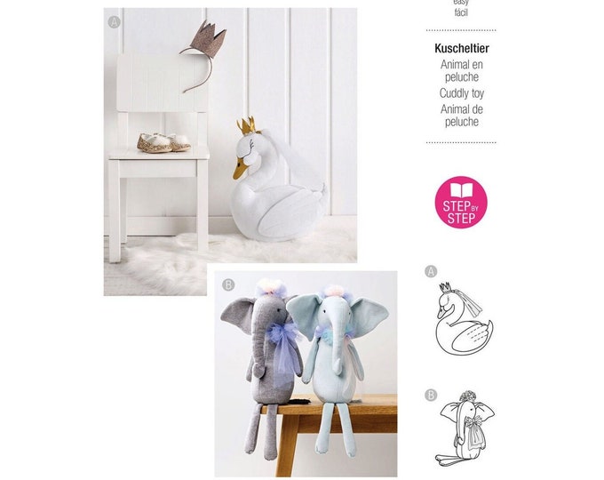 Burda 5833 Easy Stuffed Swan and Elephant Sewing Pattern 15 Swan With ...