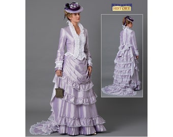 Butterick 6816 Misses Mrs Claus Costume Pattern Maxi Dress Cape Apron ...