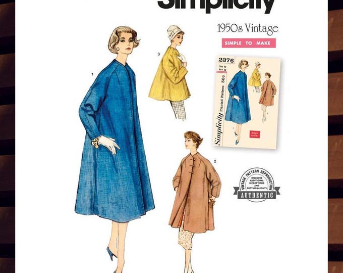 Easy Sewing Pattern for Womens Swing Coat - Size 8-16 or 18-26 - UNCUT ...