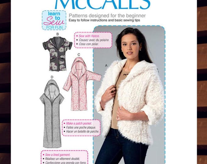 Easy Sewing Pattern for Womens Coats - Size XS S M (4-14) Hooded Sleeve ...