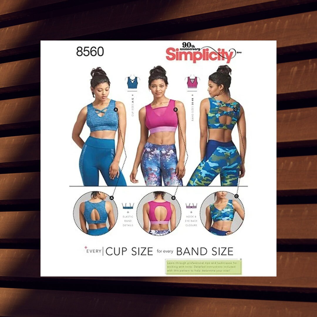 Simplicity 8560 S8560 OOP Sewing Pattern for Womens Sports Bras - Band ...