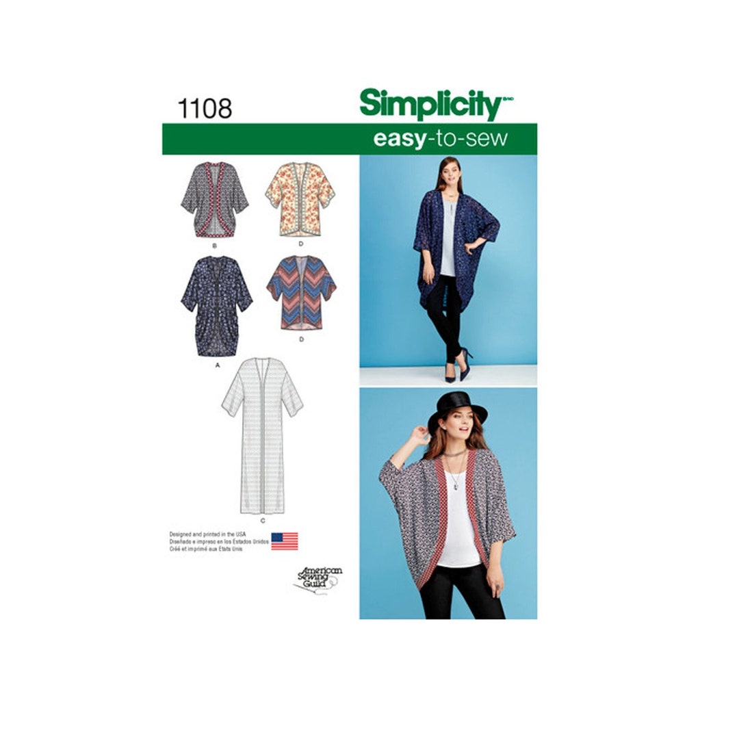 Simplicity 1108 Easy Kimono Sewing Pattern for Women Size XXS XS S M L ...