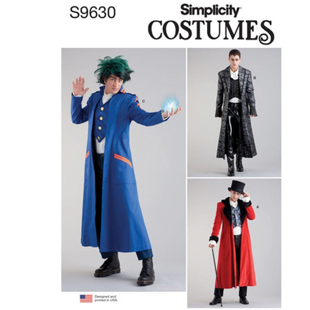 Simplicity 9630 S9630 Sewing Pattern for Mens Costume Coat With Built ...