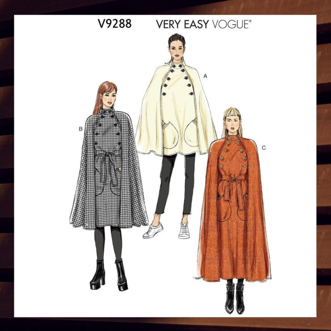 Vogue 9288 V9288 Very Easy Sewing Pattern for Womens Capes - Size XS S M (4-14) or L XL 2XL (16 ...